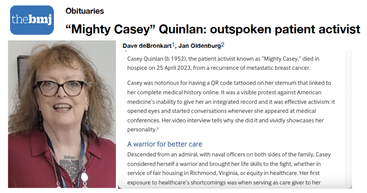BMJ publishes obituary of “Mighty Casey” Quinlan: Outspoken patient ...